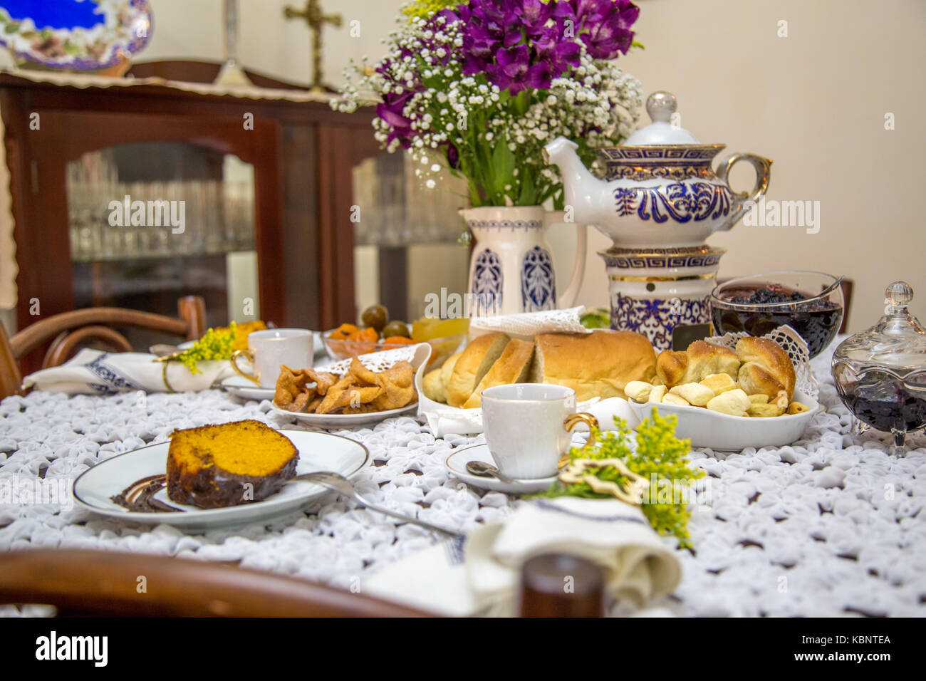 colonial breakfast brazil Stock Photo - Alamy