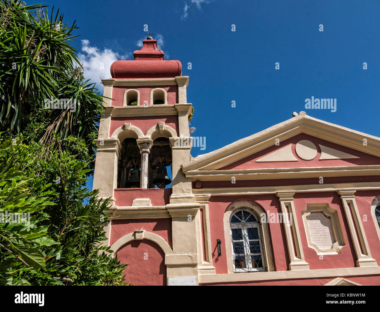 Beautiful church by the Old Venetian Fortress in Corfu town on the Greek Island of Corfu Stock ...