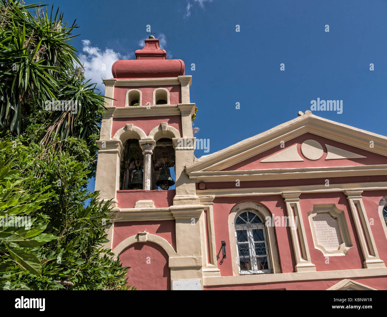 Beautiful church by the Old Venetian Fortress in Corfu town on the Greek Island of Corfu Stock ...