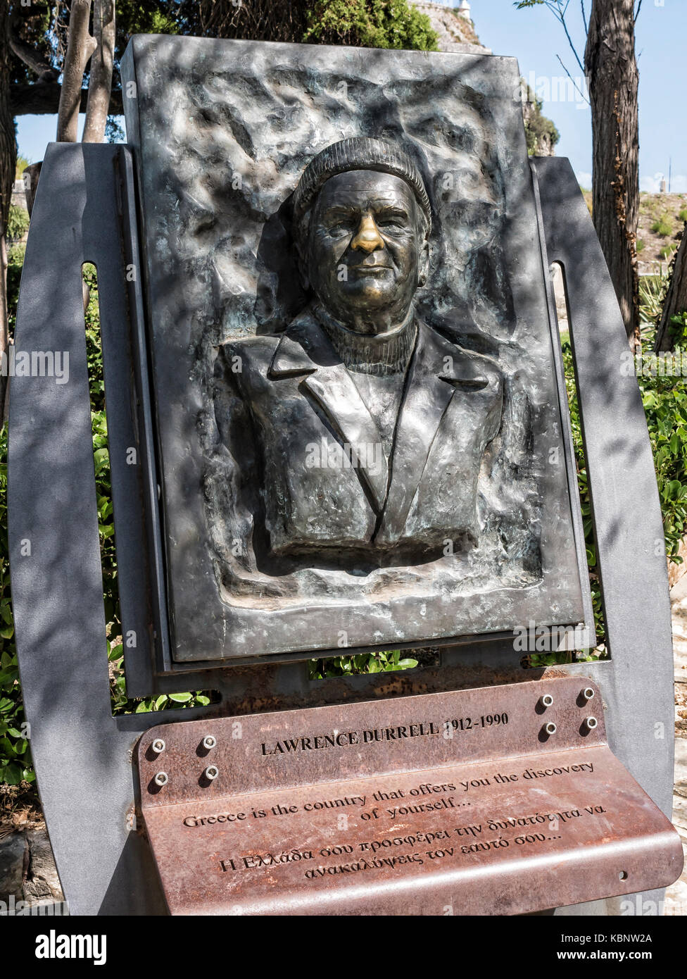 Memorial to the writer Lawrence Durrell by the Old Venetian Fortress in ...