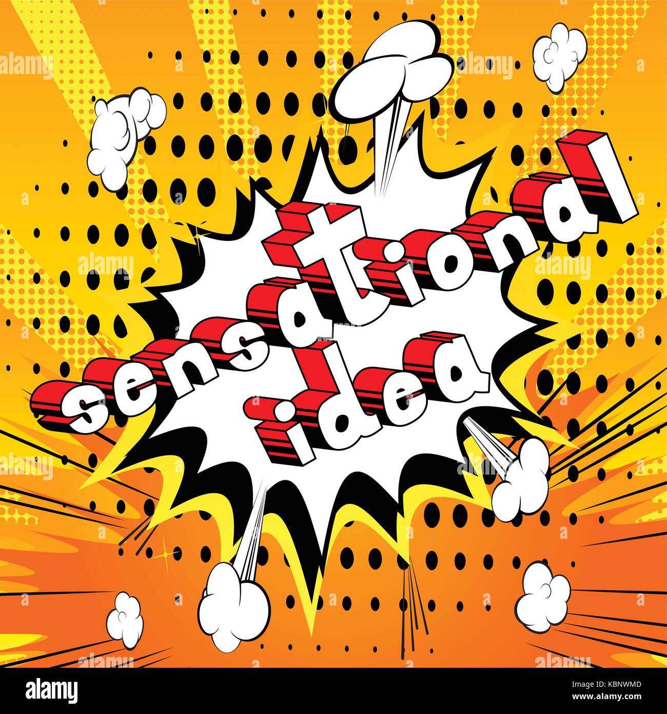 Sensational Idea - Comic book style phrase on abstract background Stock ...