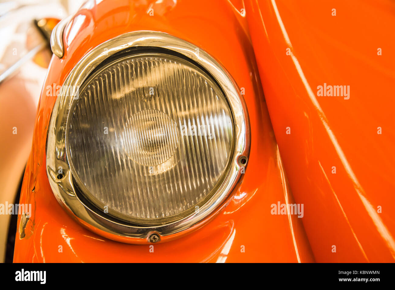 Close up front headlights lamp of vintage car Stock Photo - Alamy