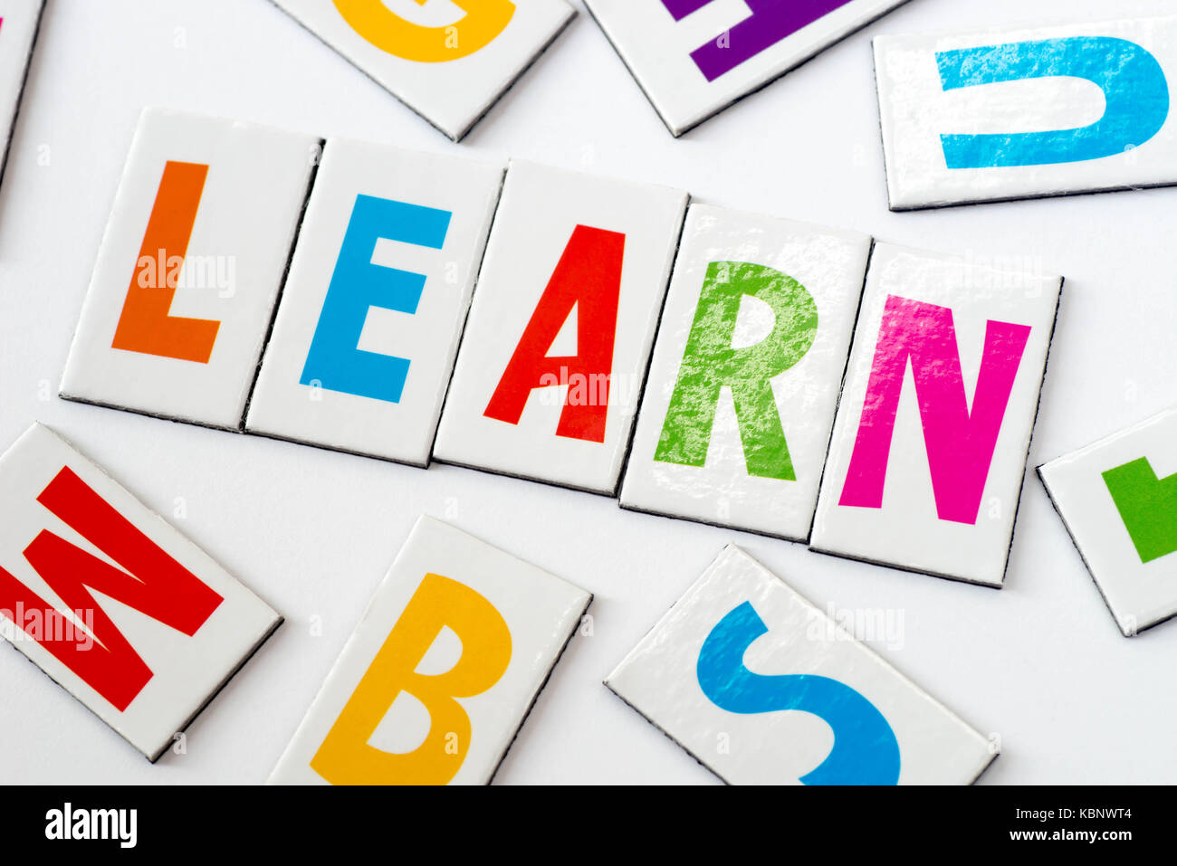 word learn made of colorful letters on white background Stock Photo - Alamy
