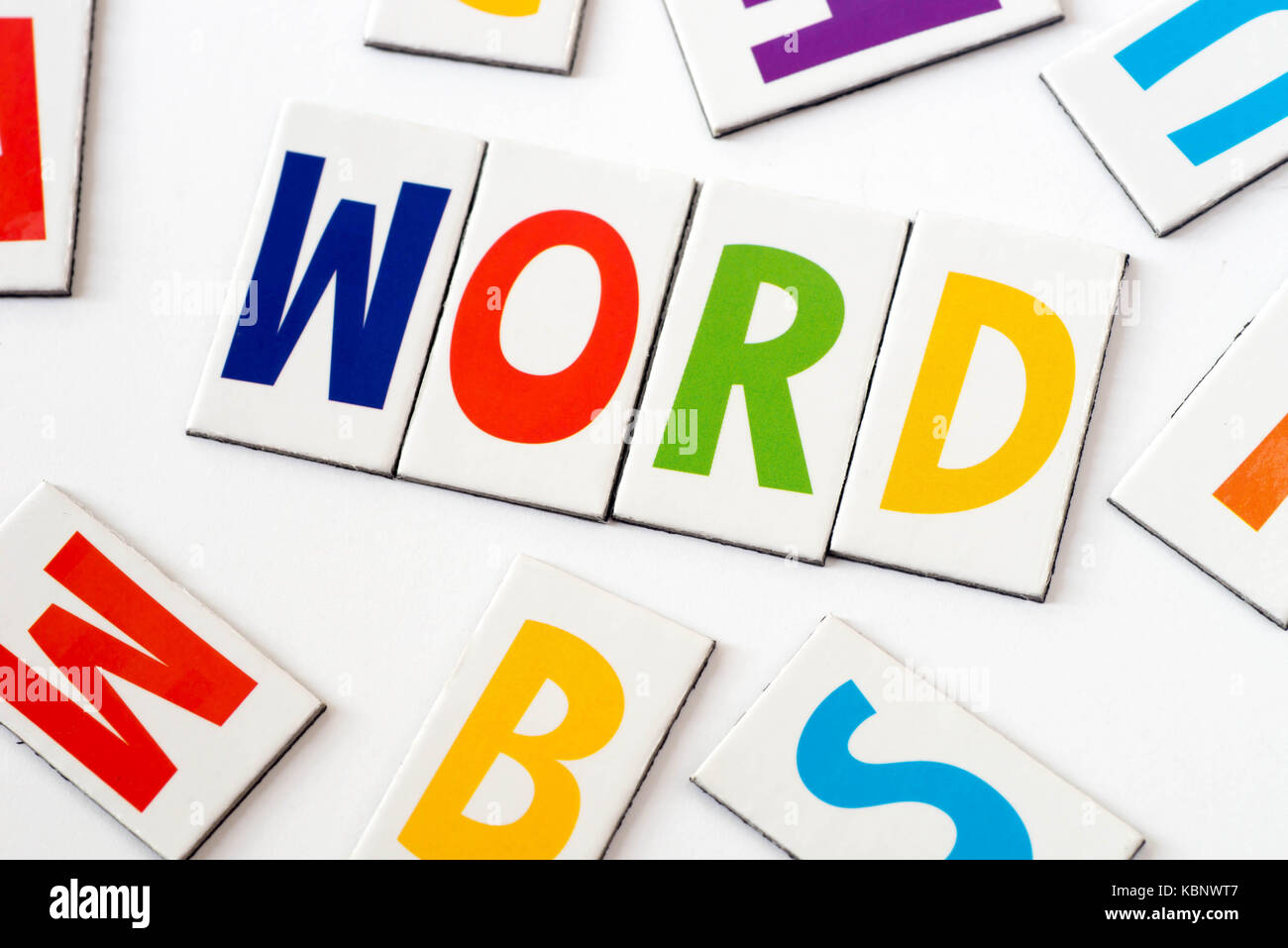 word word made of colorful letters on white background Stock Photo - Alamy