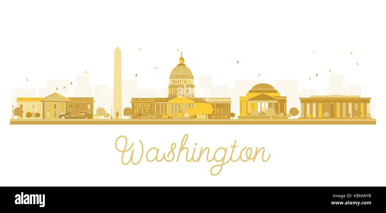 Washington dc city skyline golden silhouette. Vector illustration ...