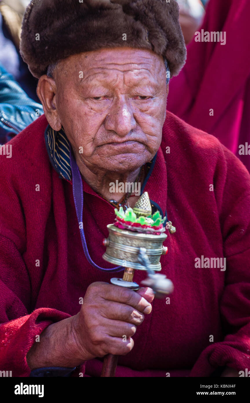 LEH, INDIA - SEPTEMBER 20, 2017: Portraite of Ladakhi man during the ...