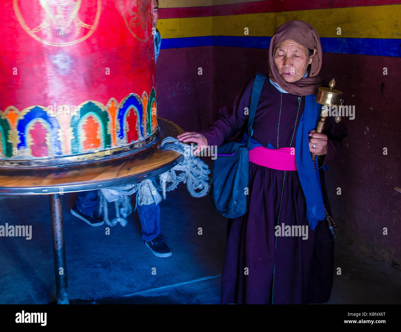 LEH, INDIA - SEPTEMBER 20, 2017: Portraite of Ladakhi woman during the ...