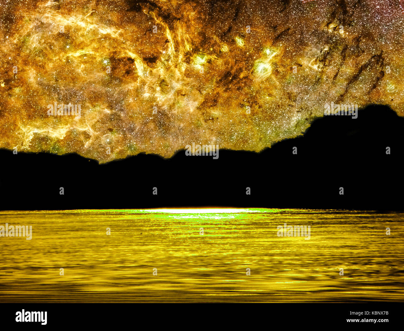 yellow galaxy light in the night sky background, Elements of this image ...