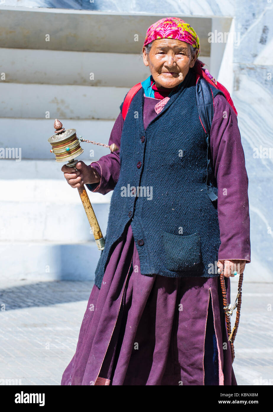LEH, INDIA - SEPTEMBER 20, 2017: Portraite of Ladakhi woman during the ...