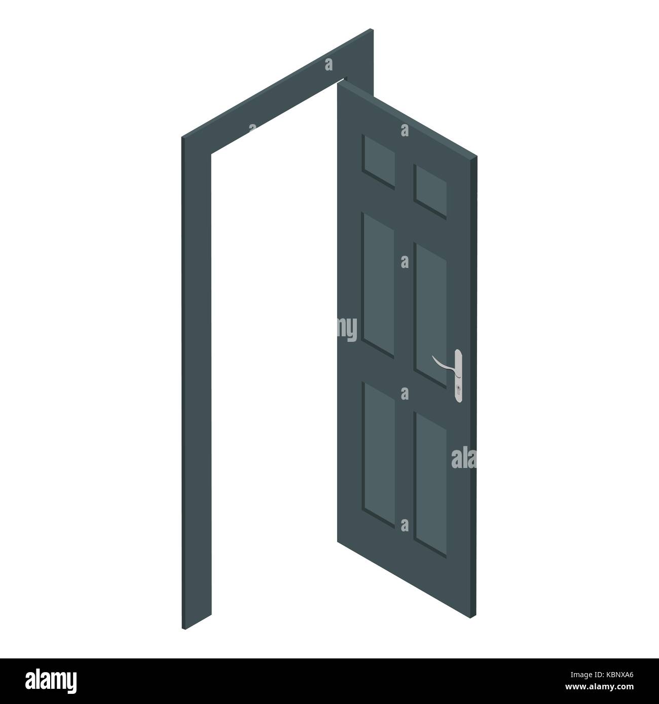 Vector illustration isometric perspective flat 3d wooden opened door ...