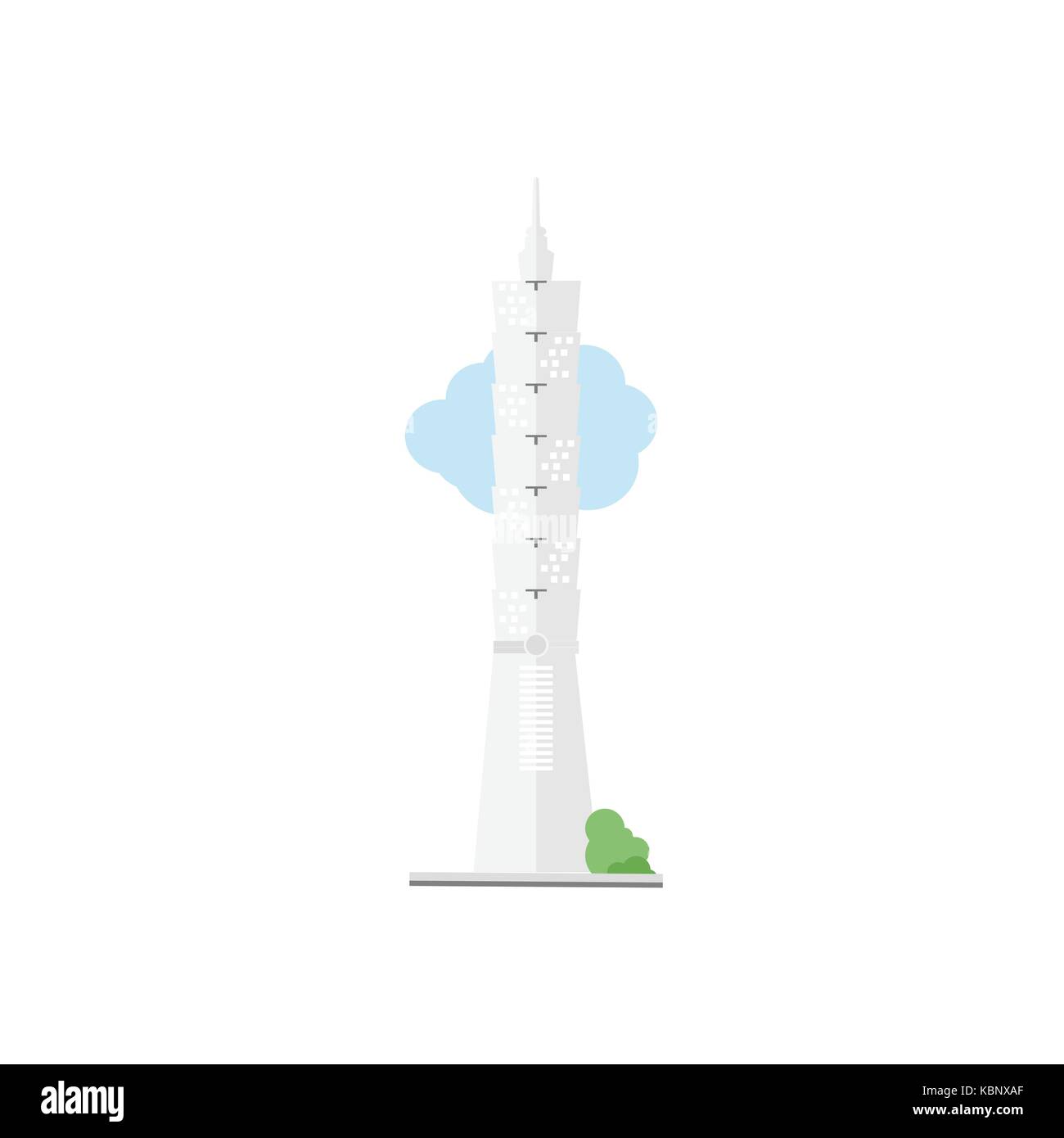 Vector illustration Taipei 101 skyscraper. Taipei Taiwan symbol, sign ...