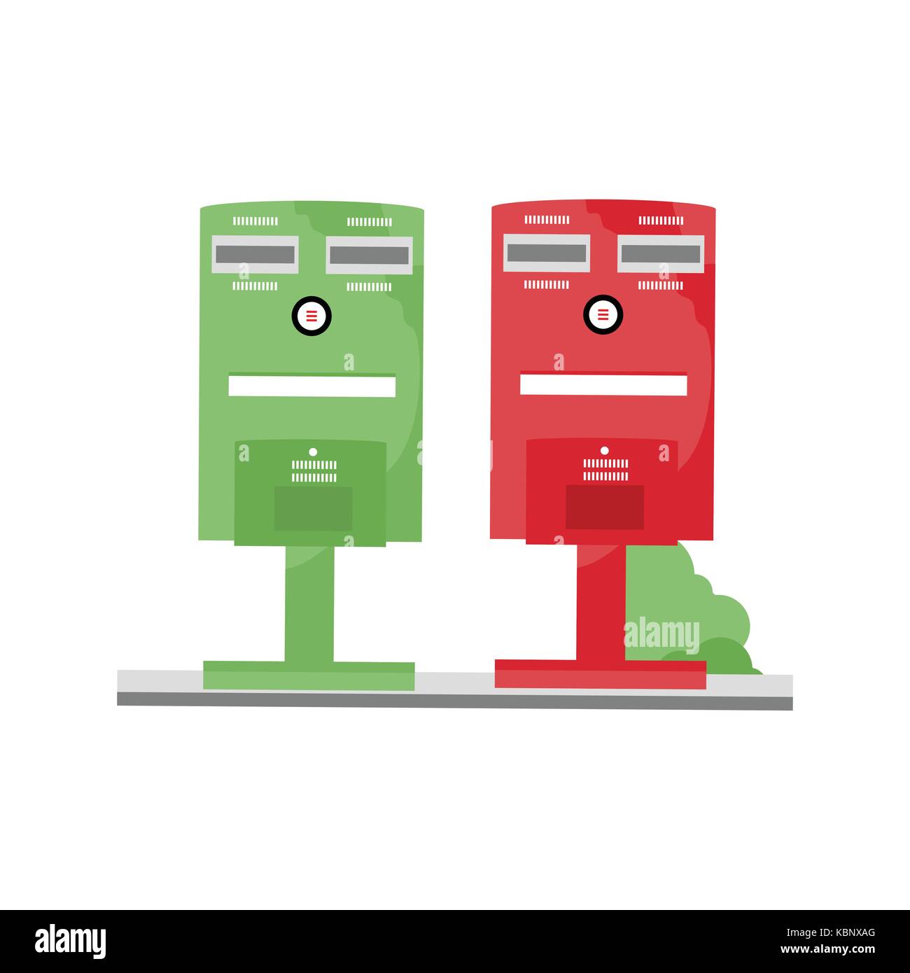 Vector illustration red and green Taiwan post box isolated on white ...