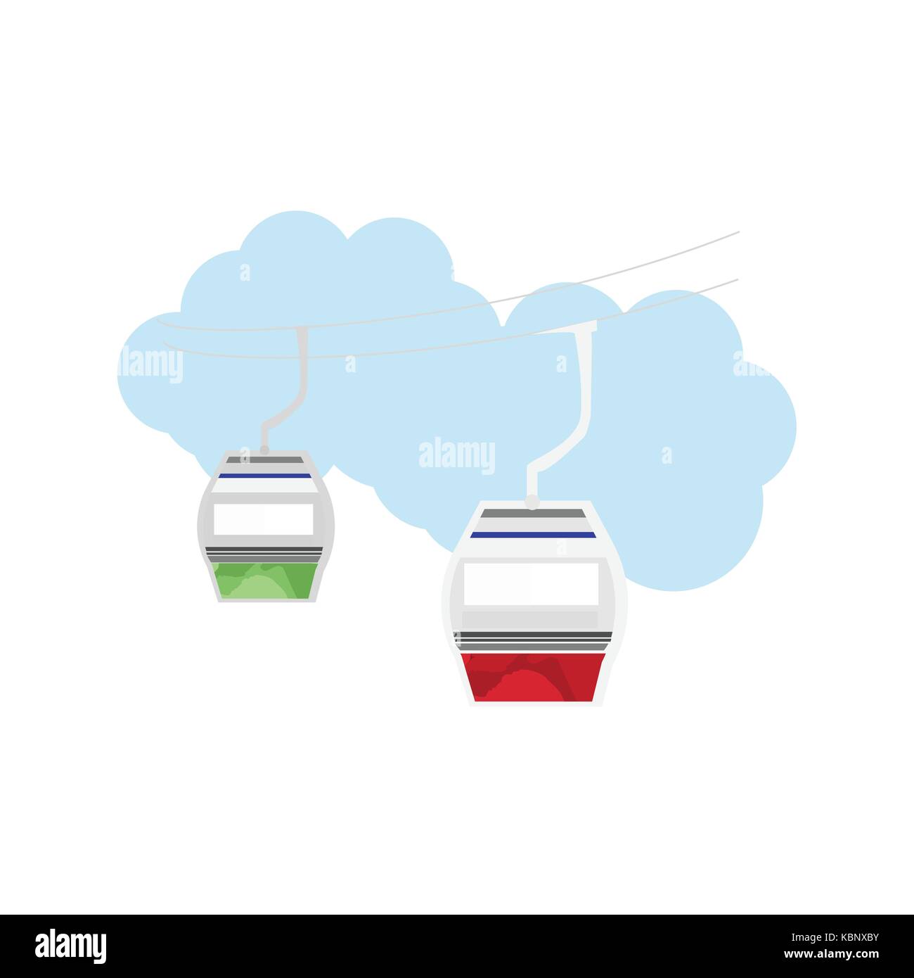 Vector illustration of flat cable car. Cable way transportation icon ...