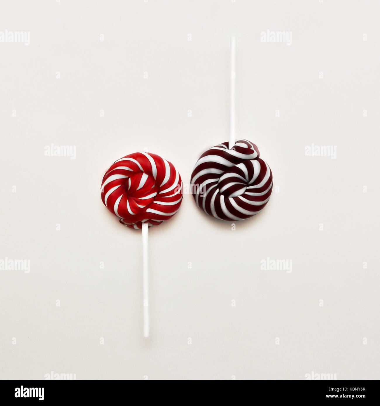 Lollipop Flat lay Minimal concept Two colored Lollipops are lying on ...