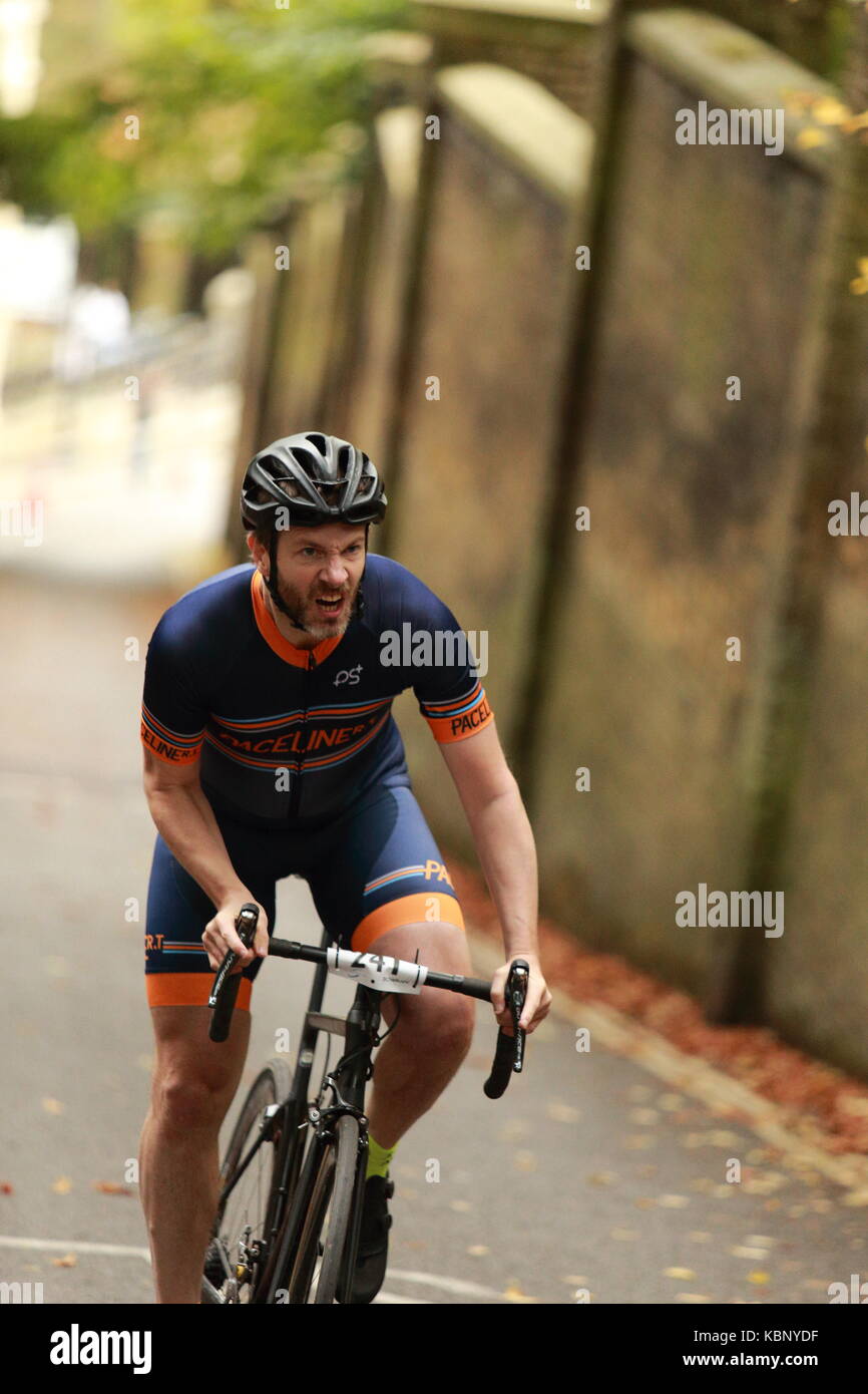 Cyclists Riding up Swains Lane in the Urban Hill Climb of 2017 Stock ...