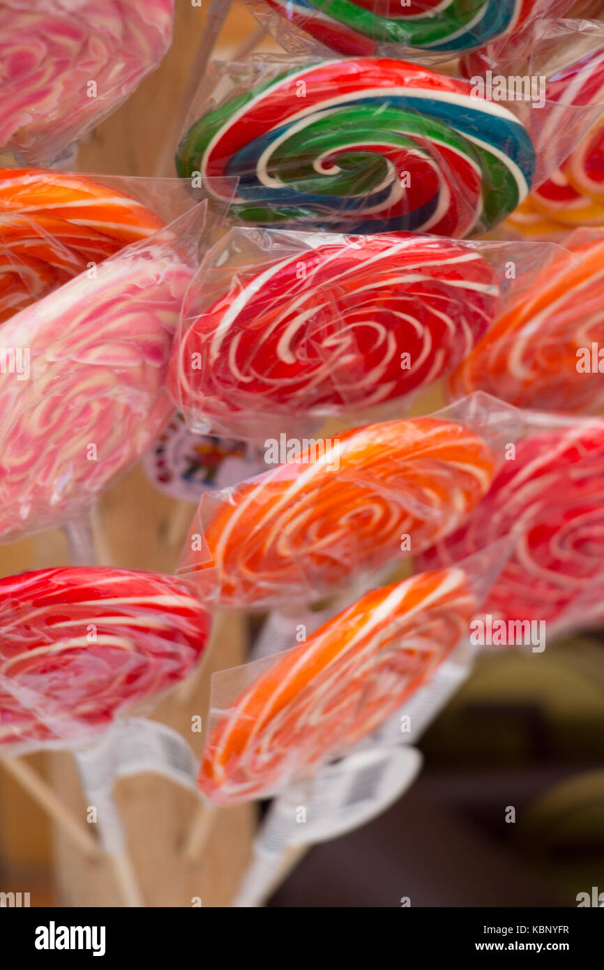 delicious colorful swirl candy and sweets for kids Stock Photo - Alamy