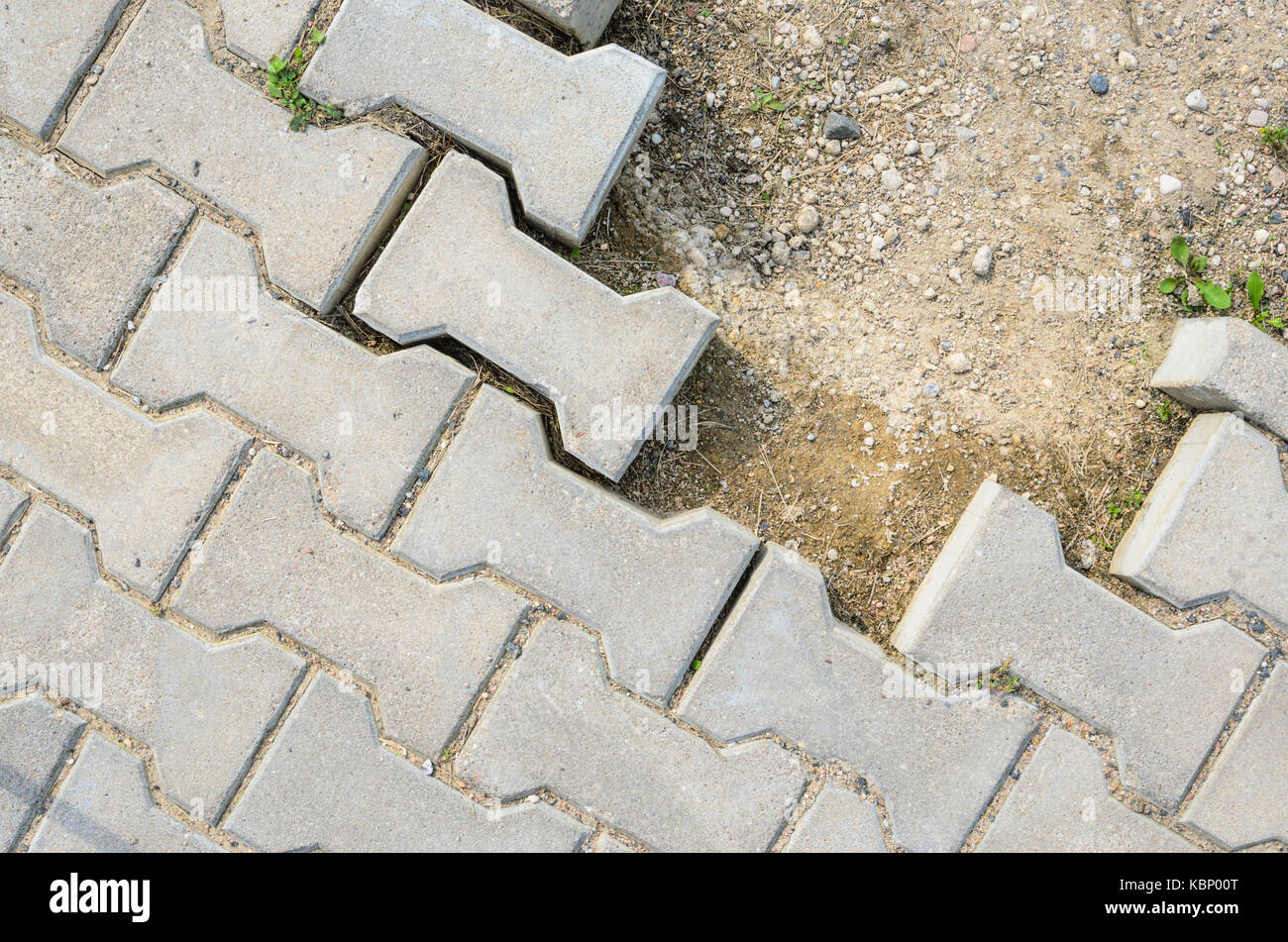 Destroyed Paving of the Sidewalk. The destroyed Laying of Paving Slabs ...