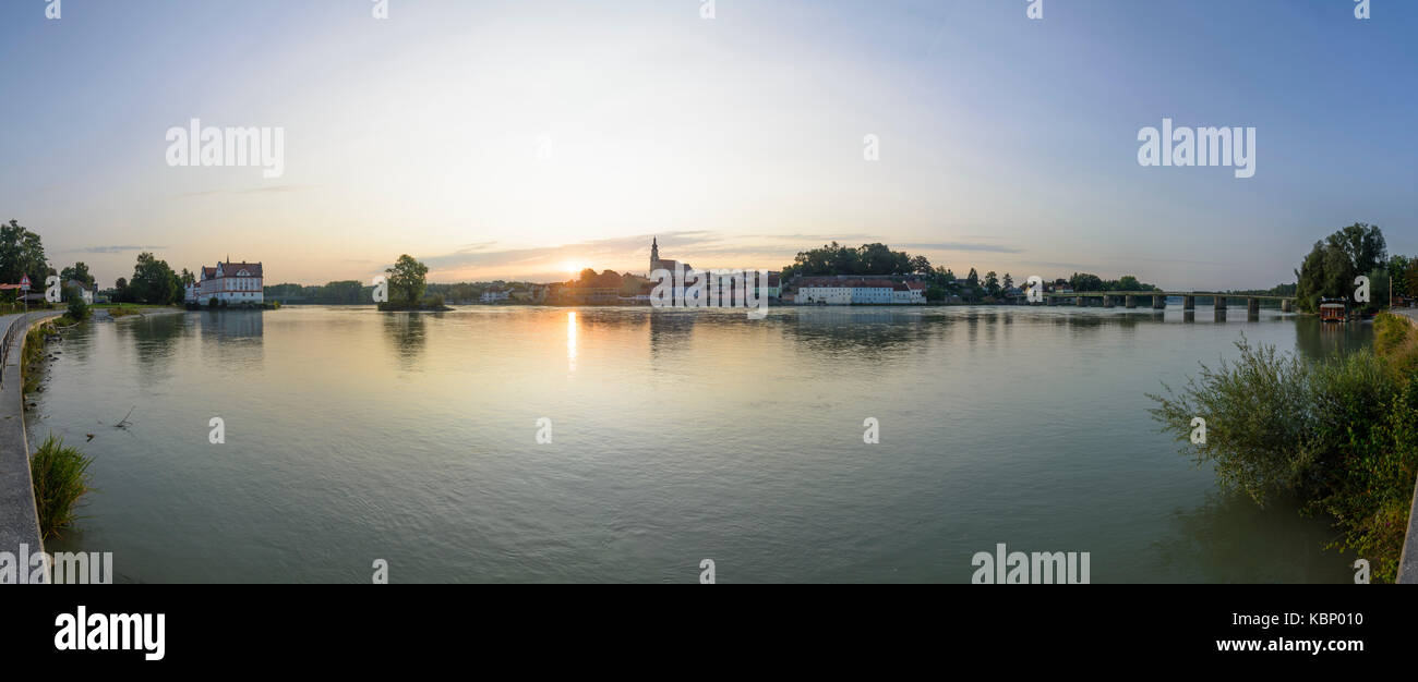 river Inn, town Schärding, castle Schloss Neuhaus am Inn, Schärding ...