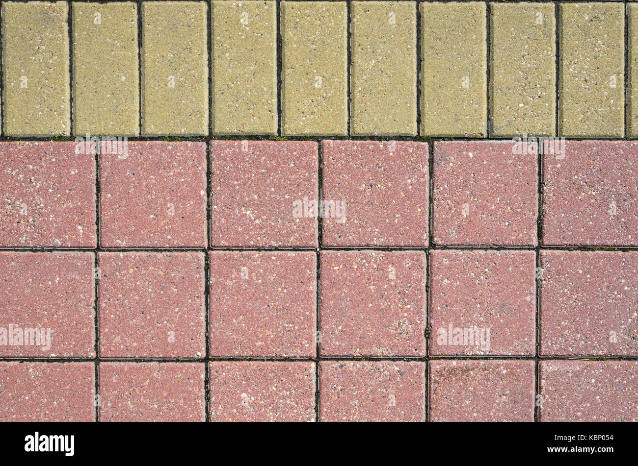 Two Color Pavement Cover Texture. Joint of Curb Stones of Two Different ...