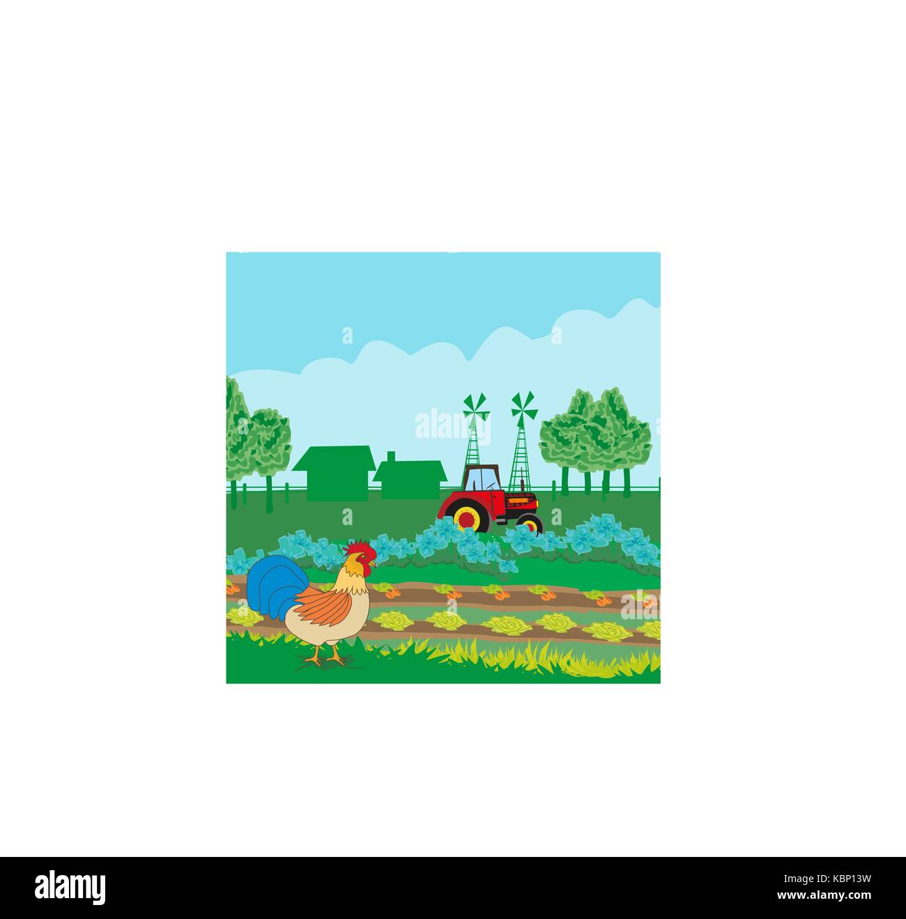 rural landscape with roster Stock Vector Image & Art - Alamy