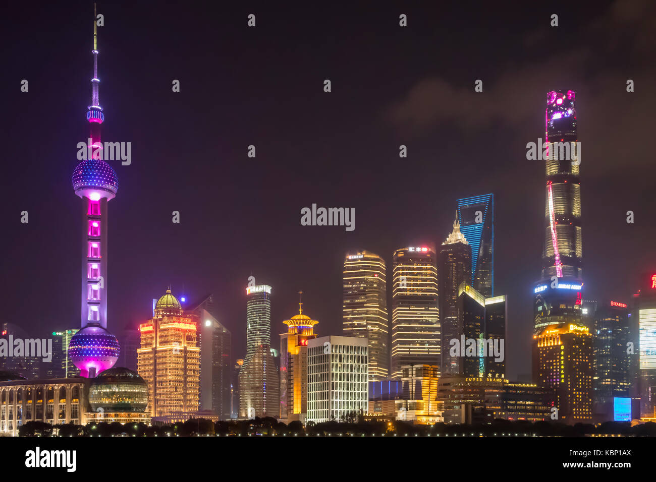 Pudong Side of the Bund at Night, Shanghai, China Stock Photo - Alamy