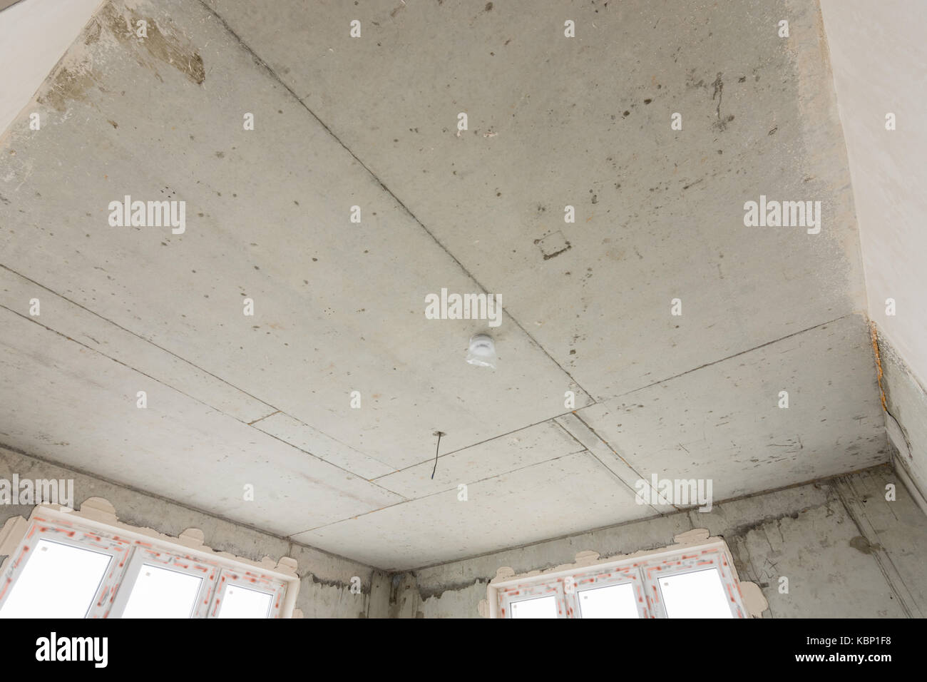 Concrete ceiling of a monolithic house close-up in a new building Stock ...