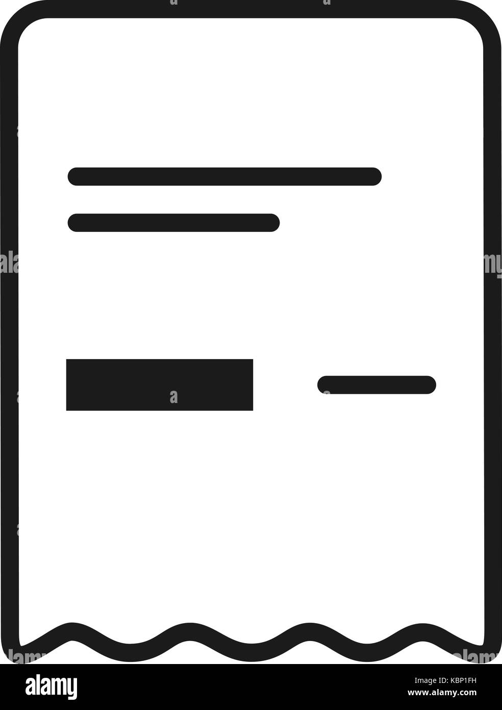 Vector illustration of an icon in the form of a shopping paper check ...