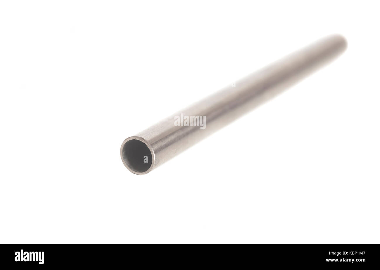 Steel metal tube isolated on white background Stock Photo - Alamy