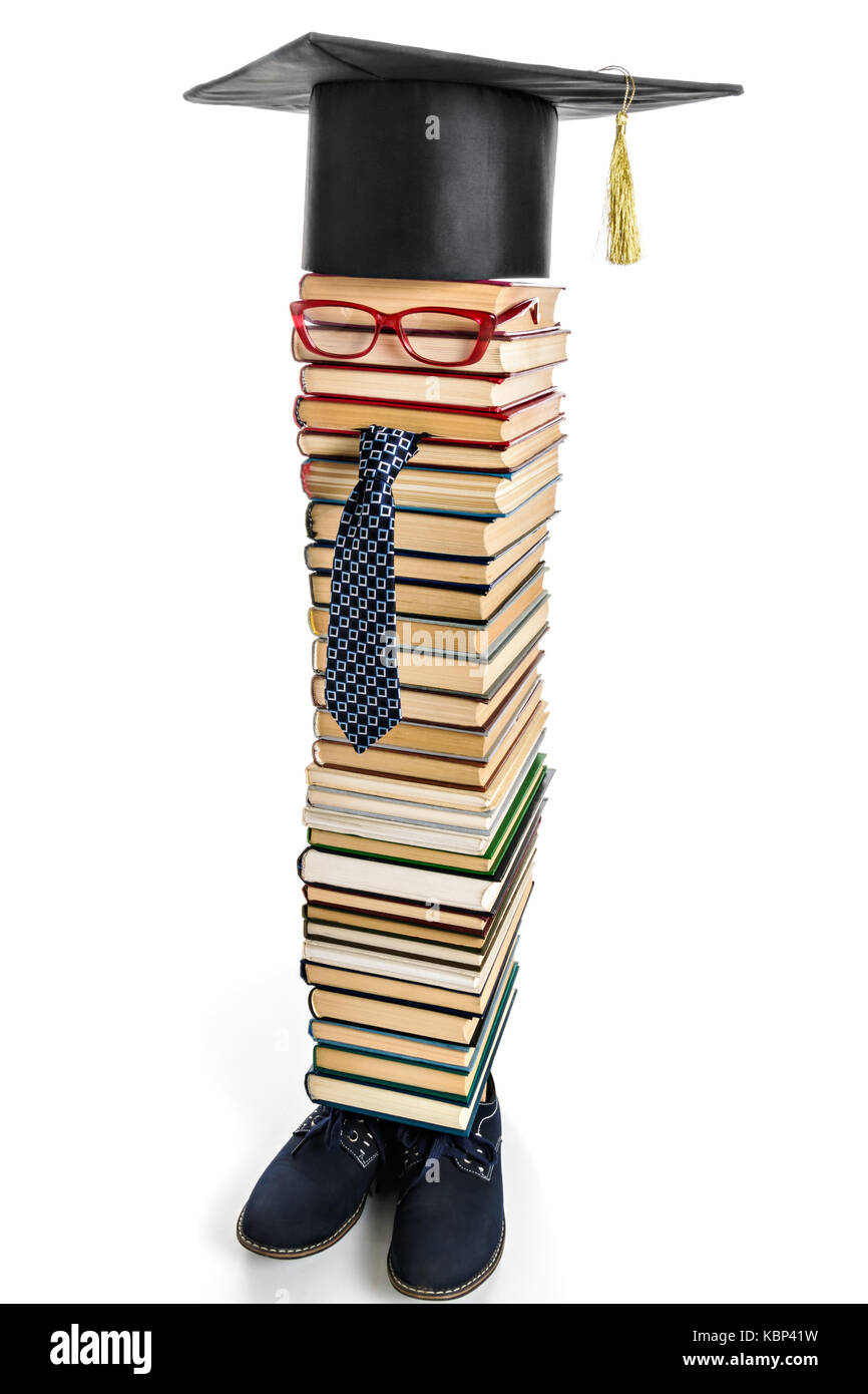 Happy teachers day funny concept. Unusual professor from books isolated ...