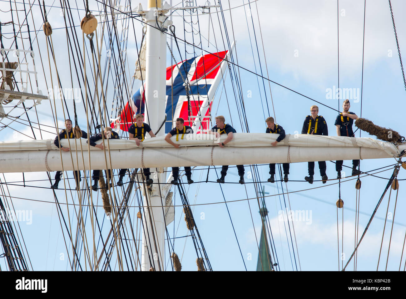 The Sail Training Ship Statsraad Lehmkuhl crewed by young officers and ...