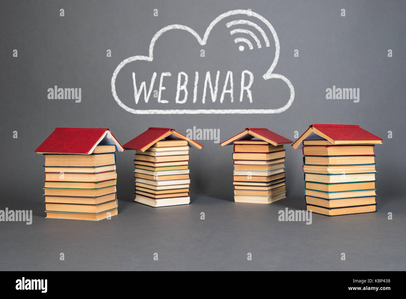 E-Learning education concept with books as a spring of knowledge Stock ...