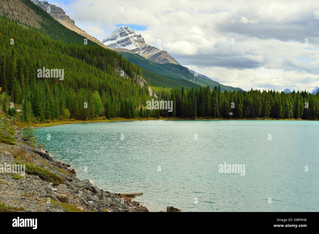 Beautiful high mountains of the Canadian Rockies and an alpine river ...
