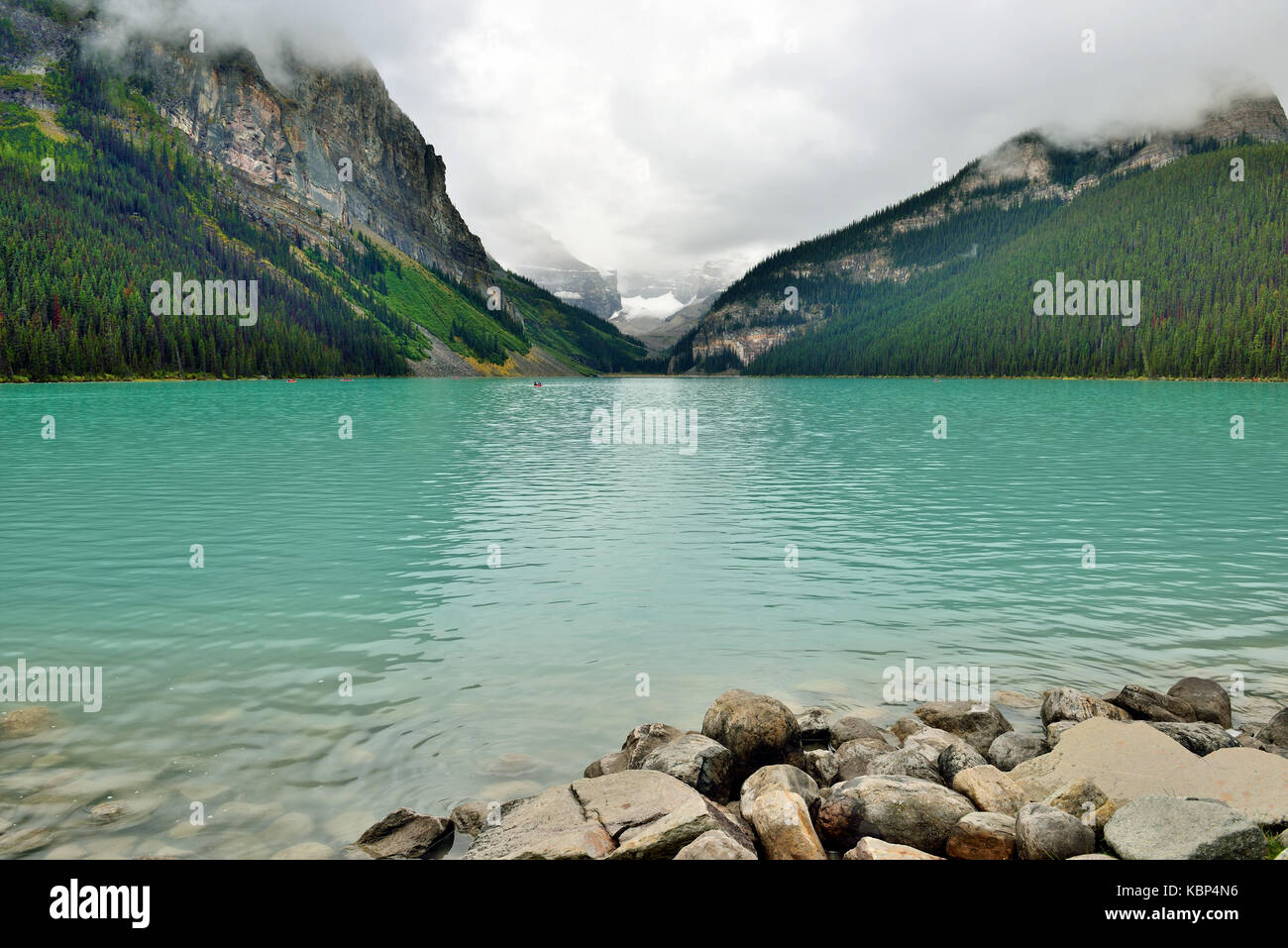 Beautiful high mountains of the Canadian Rockies and an alpine river ...