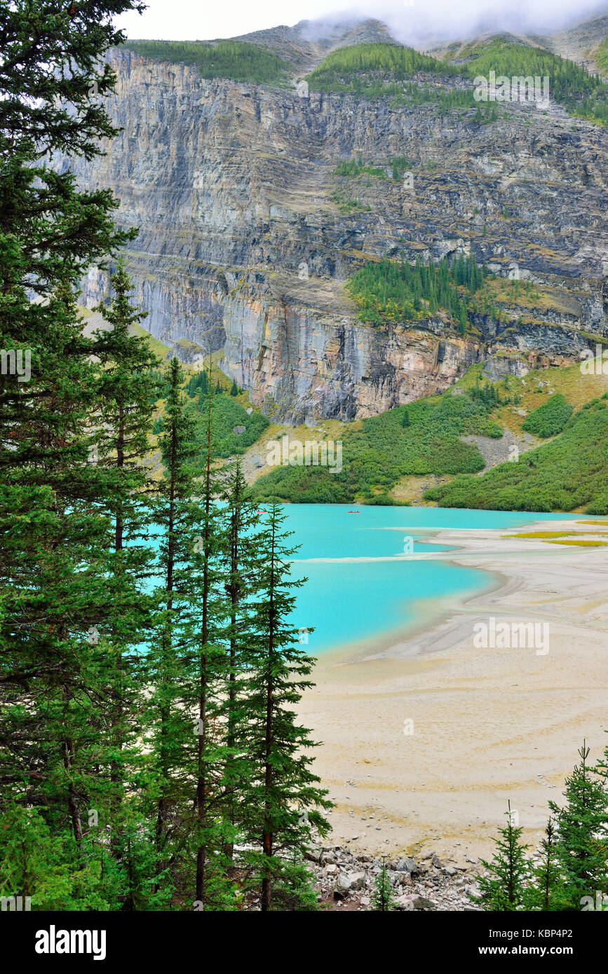 Beautiful high mountains of the Canadian Rockies and an alpine river ...
