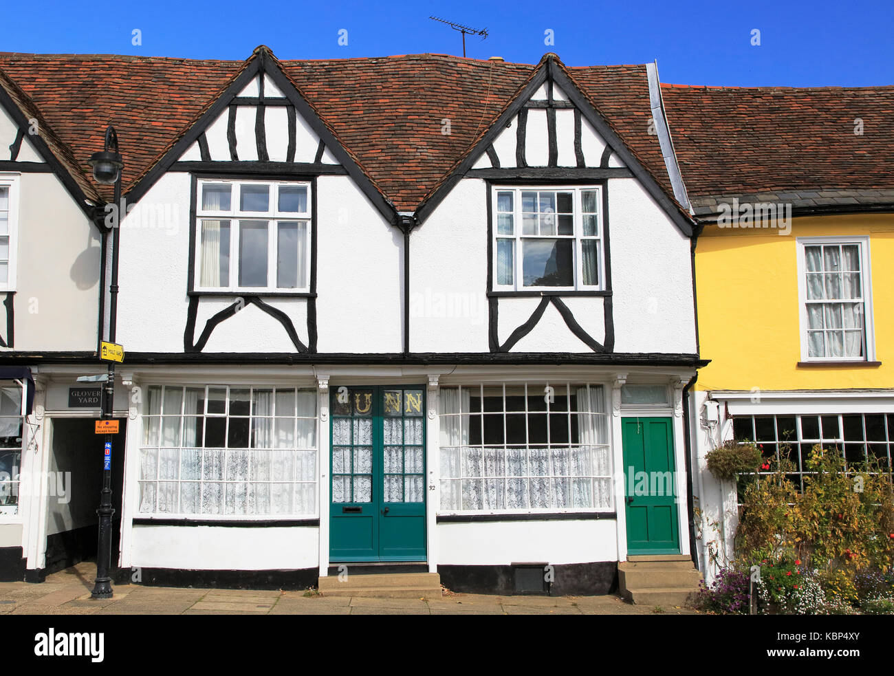 Historic buildings on Market Hill, Woodbridge, Suffolk, England, UK ...
