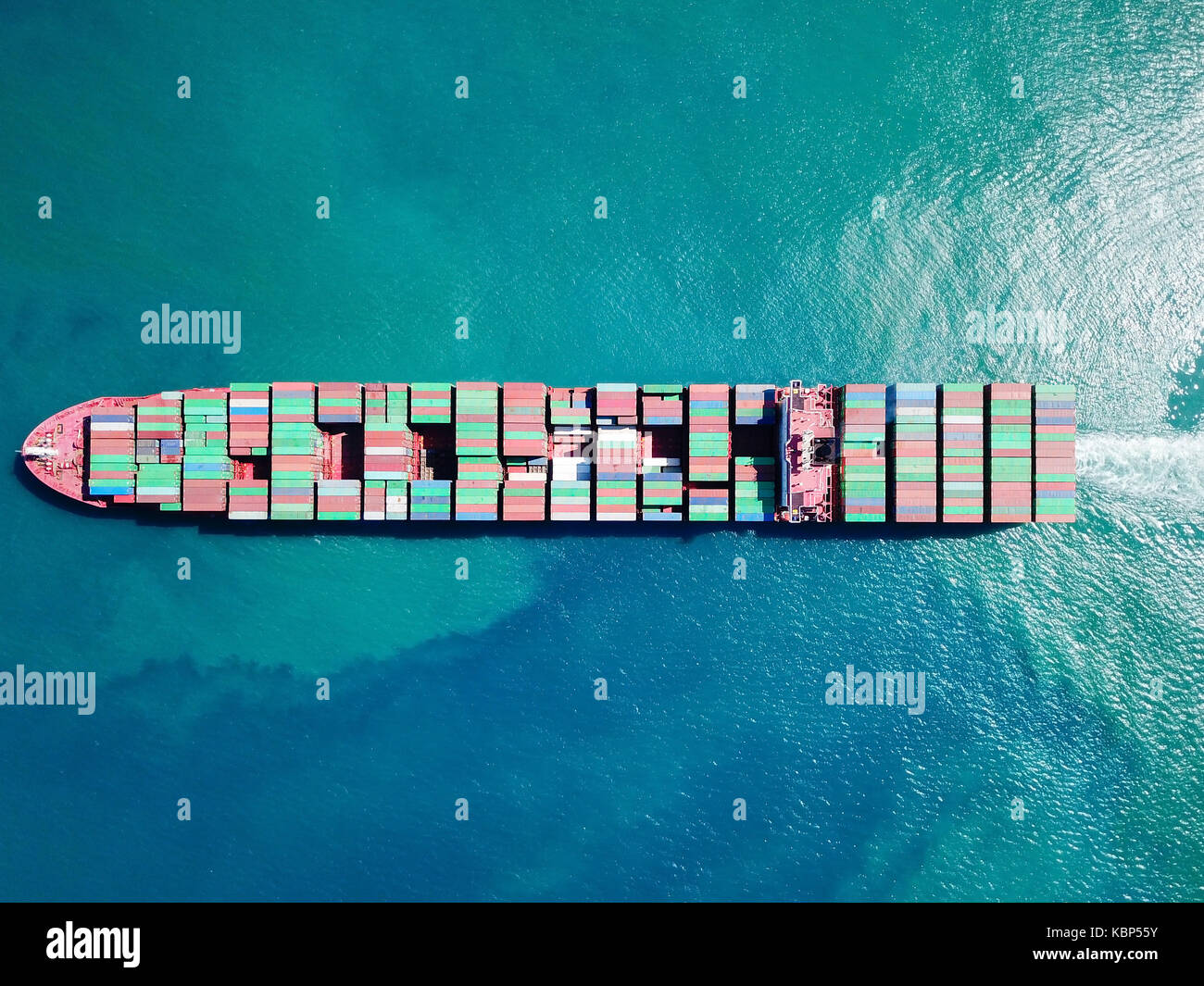 Large container ship at sea - Aerial image Stock Photo - Alamy