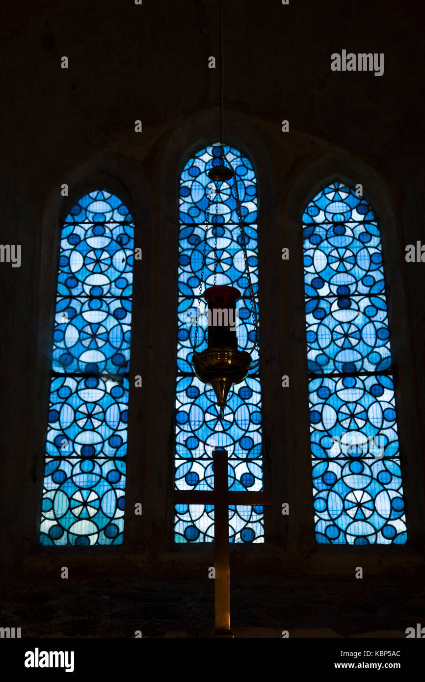 Stained Glass Windows, Llanbadrig Church; Cemaes; Anglesey; Wales; UK ...
