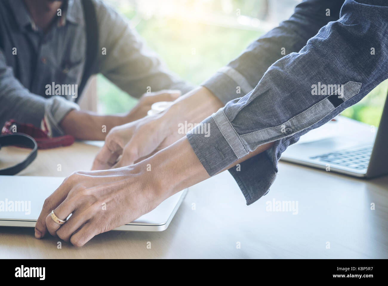 Business team working with computer in team Meeting Talking Discussion ...