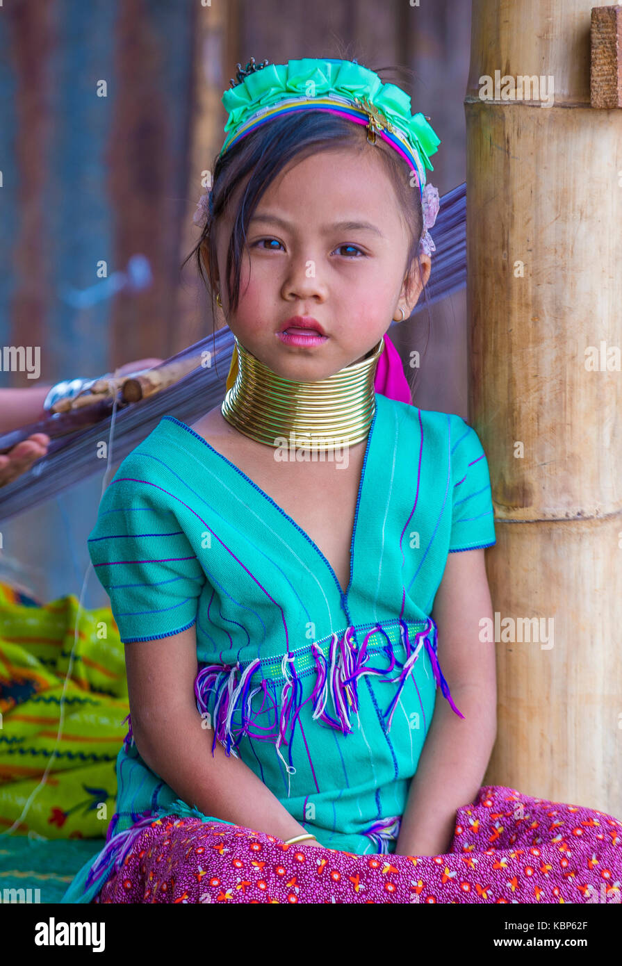Portrait of Kayah tribe girl in Kayan state Myanmar Stock Photo - Alamy