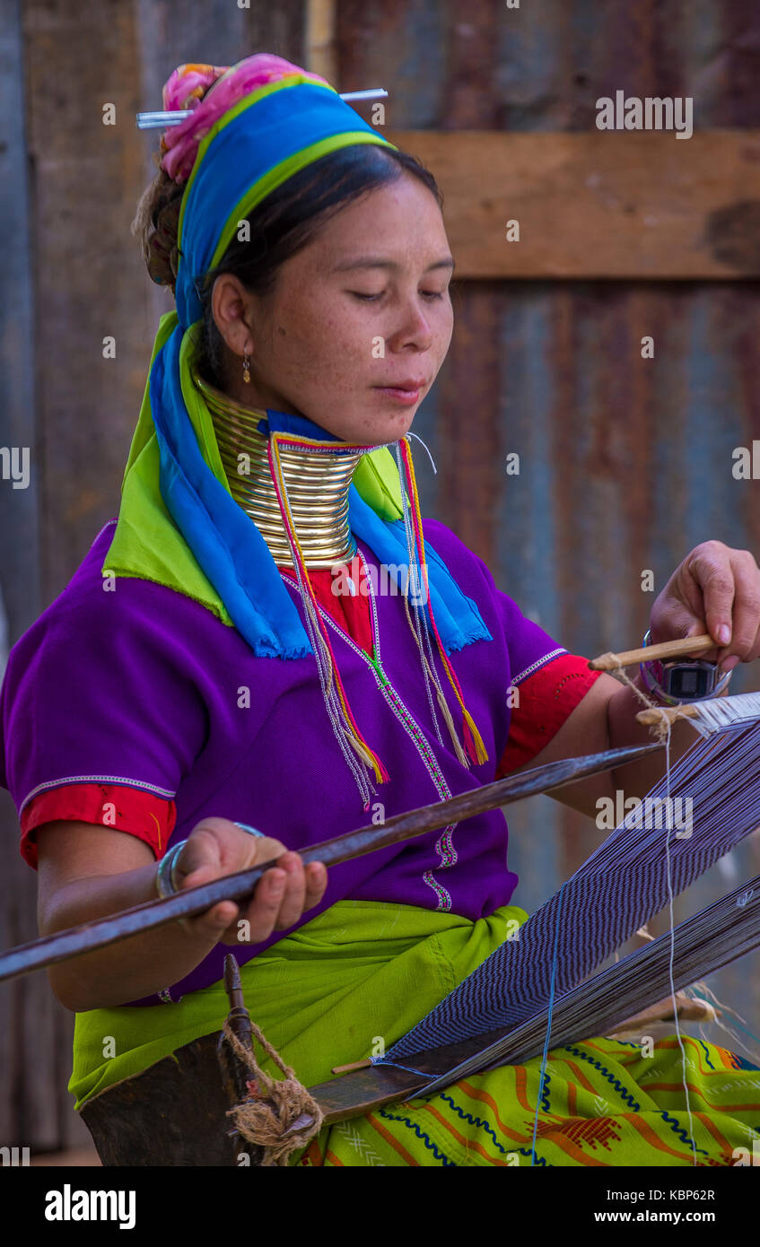 Portrait of Kayah tribe woman in Kayan state Myanmar Stock Photo - Alamy