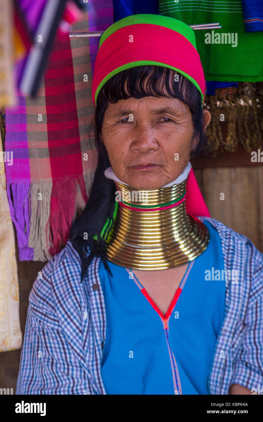 Portrait of Kayah tribe woman in Kayan state Myanmar Stock Photo - Alamy