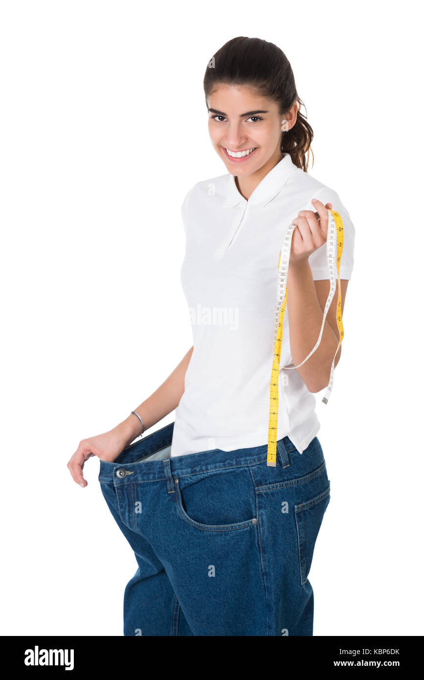 Overweight woman tape measure hi-res stock photography and images - Alamy