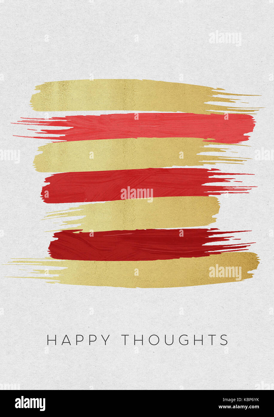 Happy thoughts quote. Red and gold brush texture Stock Photo - Alamy