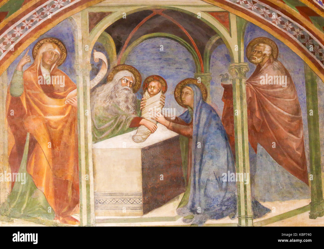 Renaissance Fresco depicting the Presentation at the Temple in the ...