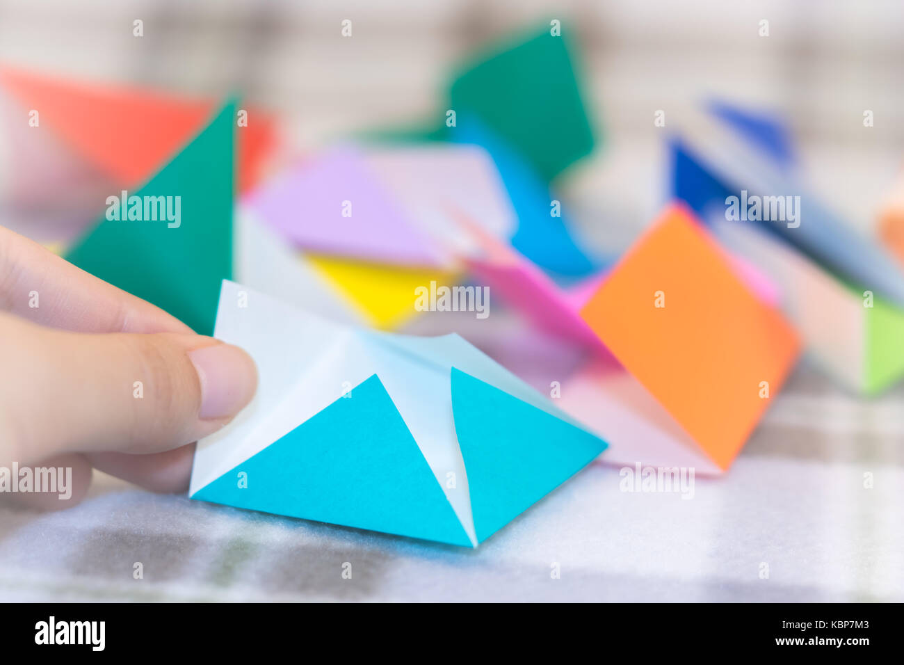 Teaching How to Make from Small Piece of Origami Stock Photo - Alamy