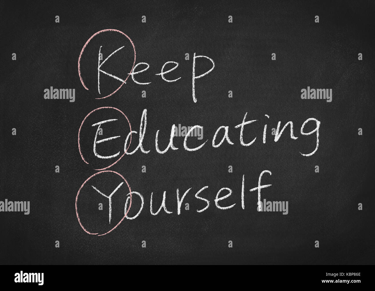 keep educating yourself concept words on a blackboard background Stock ...