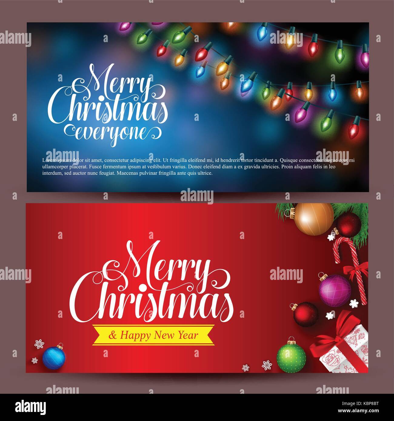 Christmas banners design for greetings card in colorful blue and red ...