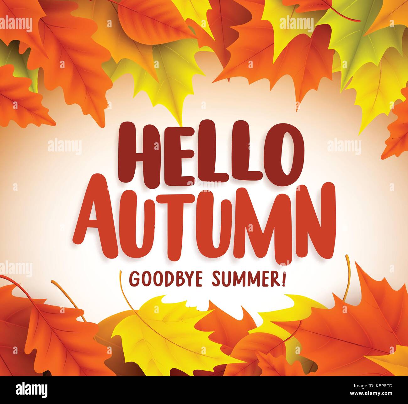 Hello autumn text greetings in vector banner design with colorful maple ...
