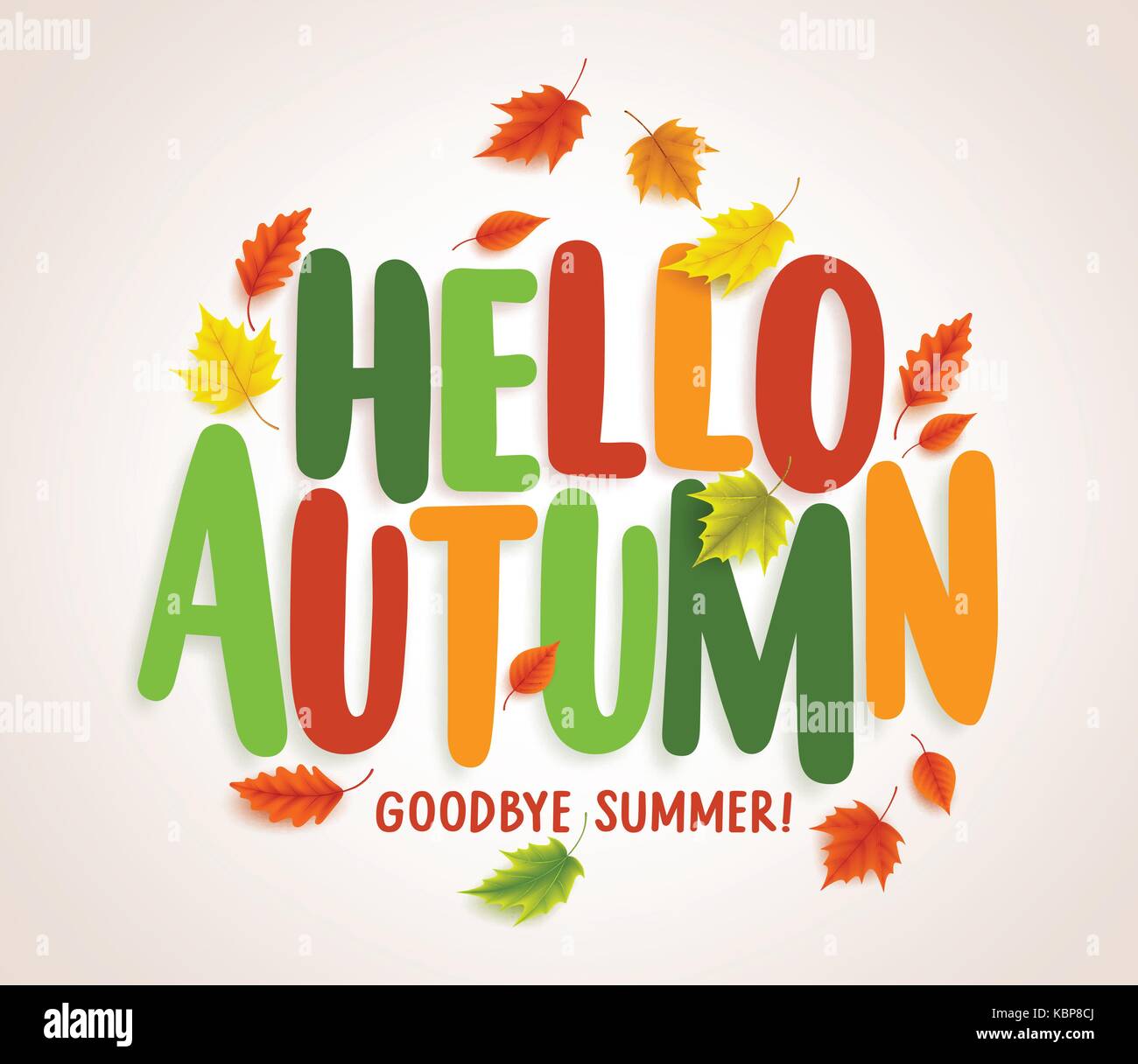 Hello autumn vector banner design with colorful maple leaves elements ...