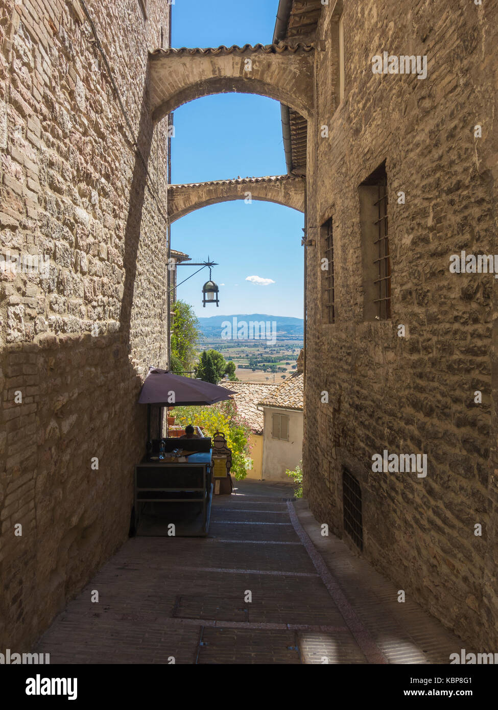 Assisi, Italy. Views of the streets of the old city center, a Unesco ...